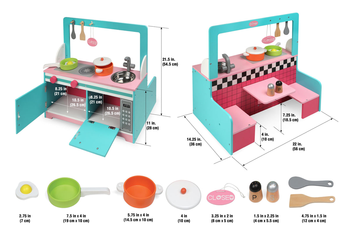 Retro Diner and Kitchen Doll Playset with Accessories – Toy Box City