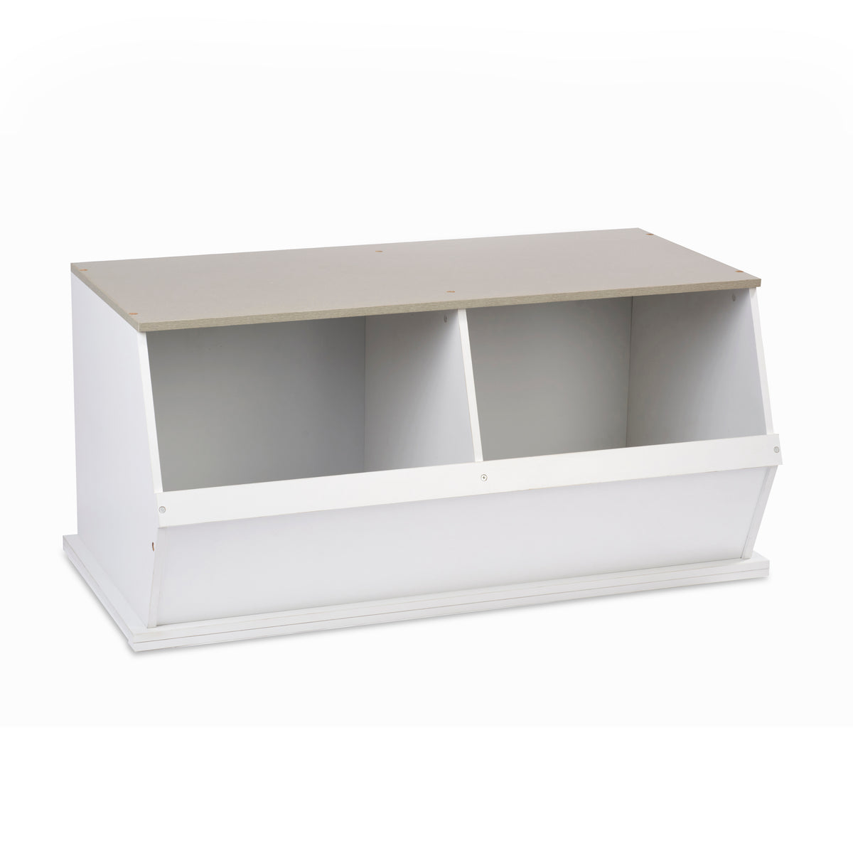 Two Bin Stackable Storage Cubby - White/Gray Woodgrain – Toy Box City